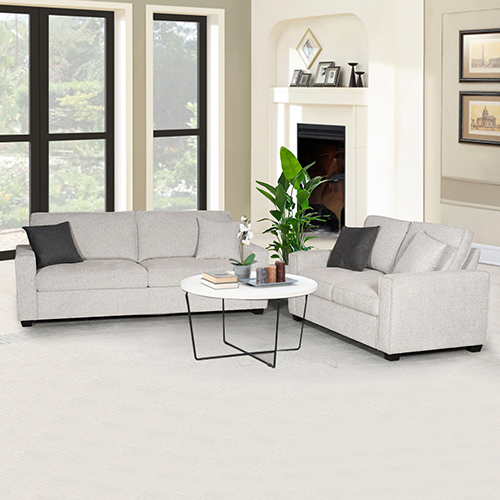 Milano 3+2 Seater Sofa Set Polyester Fabric Multilayer Two Pillows ...